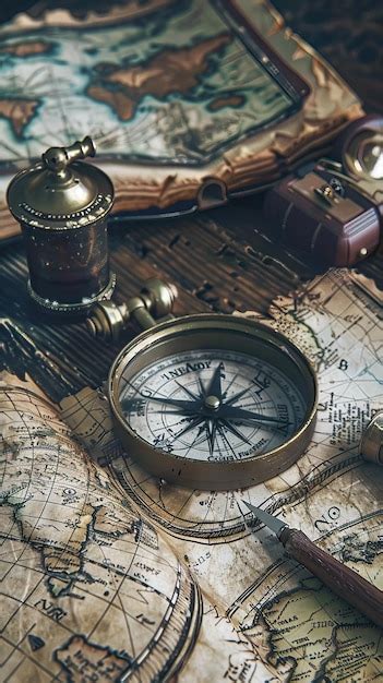 Vintage Navigation Tools And Old World Maps Evoking Age Of Exploration Premium Ai Generated Image