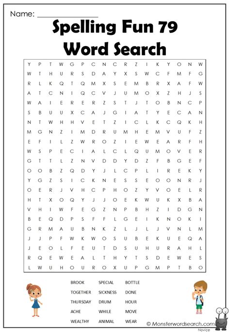 spelling fun 79 word search monster word search
