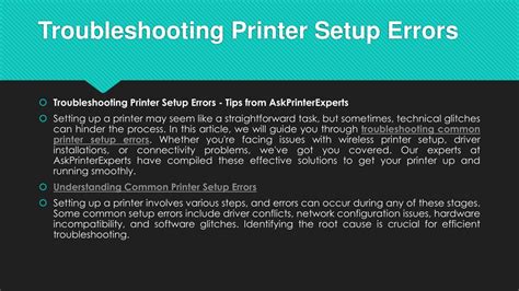 PPT Troubleshooting Printer Setup Errors Ppt PowerPoint Presentation ID