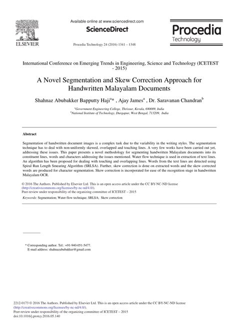 Pdf A Novel Segmentation And Skew Correction Approach For Handwritten