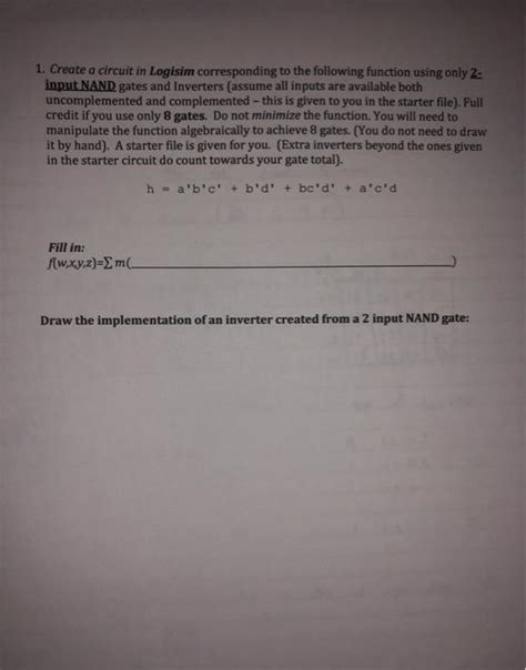 Solved 1 Create A Circuit In Logisim Corresponding To The