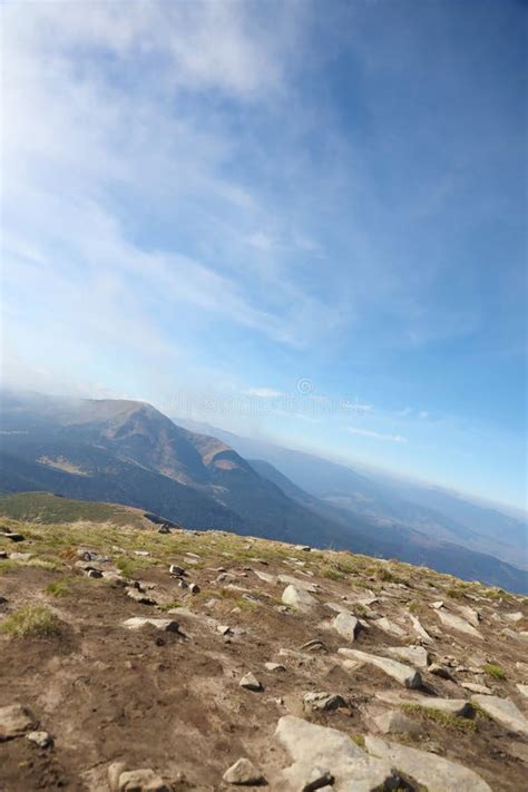 Mount Hoverla Hanging Peak Of The Ukrainian Carpathians Against The Background Of The Sky Stock