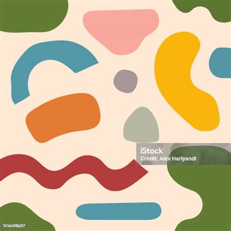 다양한 현대 벡터 낙서 모양과 손으로 그린 유기 모양이있는 물체의 추상적 인 배경 벡터 일러스트 레이 션 0명에 대한 스톡 벡터