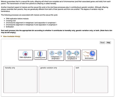solved meiosis guarantees that in a sexual life cycle offspring will