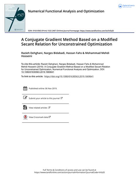 Pdf A Conjugate Gradient Method Based On A Modified Secant Relation