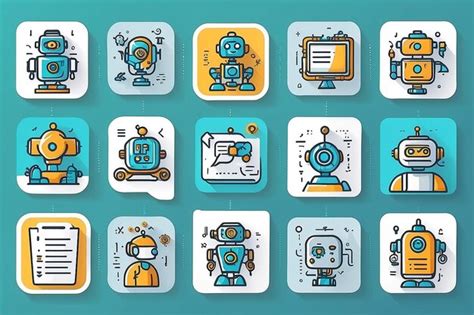 Artificial Intelligence Machine Learning And Chat Bot Thin Line Icon