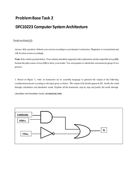 dfc10223 computer system architecture pbt 2 problem base task 2