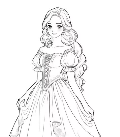 공주 색칠공부 도안 아름다운 드레스 공주 무지개캔버스 색칠공부 무료도안