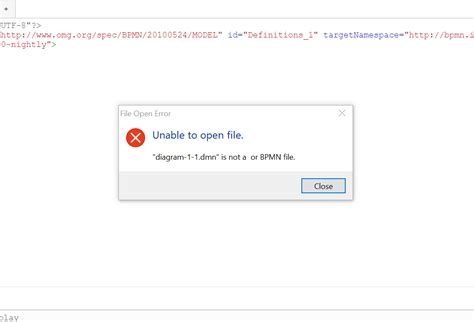 wrong error message text when attempting to open dmn · issue 213