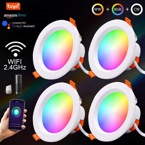 สมาร์ท Tuya ดาวน์ไลท์จุดไฟ Led Wifi หรี่แสงได้ Rgb Cw Ww เพดานดาวน์ไลท์