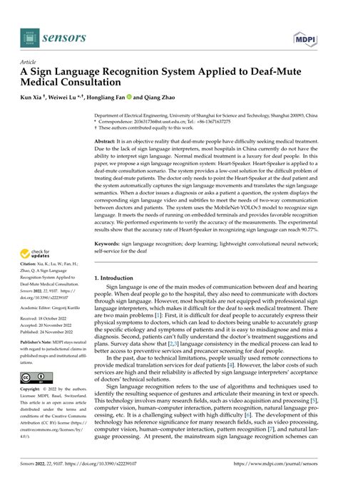 Pdf A Sign Language Recognition System Applied To Deaf Mute Medical Consultation