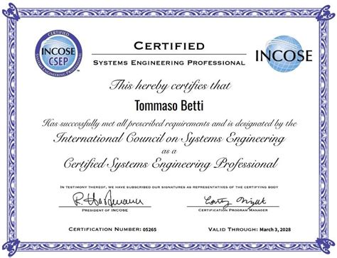 Csep Incose Aise Systemsengineering Tommaso Betti