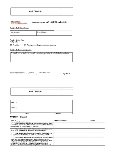 Internal Audit Checklist Sample Pdf Quality Management System Audit
