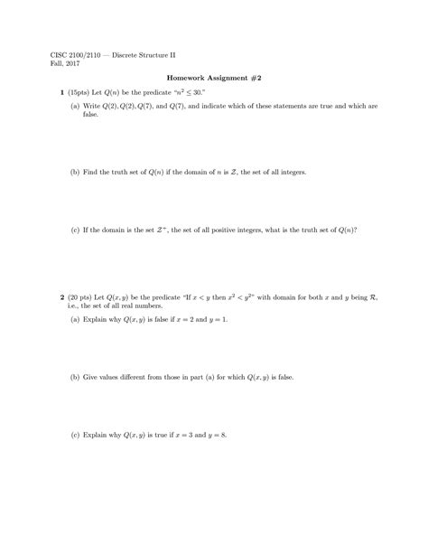 Homework Assignment 2 Cisc 21002110 — Discrete Structure Ii Fall
