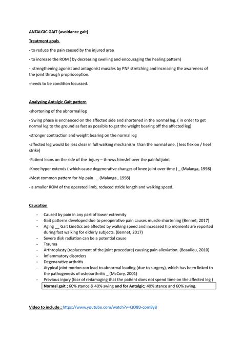 Antalgic Gait Notes For Presentation Antalgic Gait Avoidance Gait Treatment Goals To Reduce