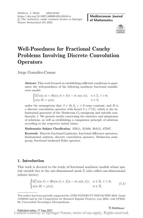 Pdf Well Posedness For Fractional Cauchy Problems Involving Discrete Convolution Operators