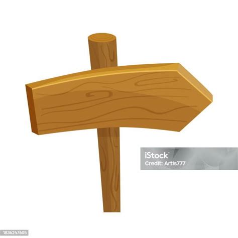 막대기에 있는 나무로 된 빈 화살표 오른쪽 방향이 있는 표지판 게시판 나무 기둥에 대한 스톡 벡터 아트 및 기타 이미지 나무 기둥 0명 3차원 형태 Istock