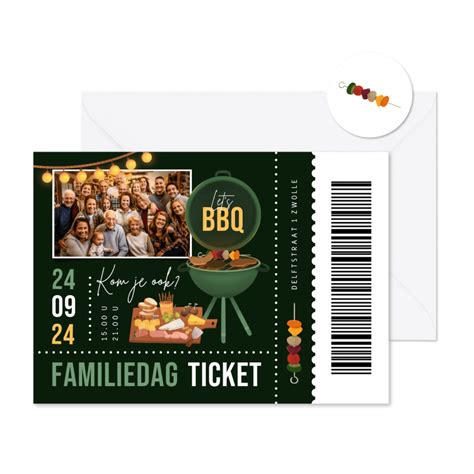 Uitnodiging Ticket Familiedag Bbq Borrel Kaartje2go