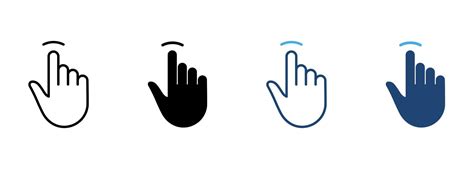 Tap Gesture Line And Silhouette Color Icon Set Hand Cursor Of Computer Mouse Pictogram Pointer