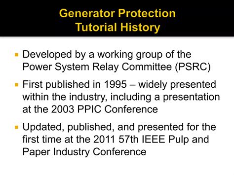 Ieee Generator Protection Tutorial Presentation Pdf Power And Energy Industry Industries