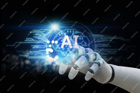 Robot ai avec robot à main pointant la technologie IA conception ...