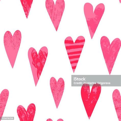 발렌타인 데이 매끄러운 패턴 예술적 손으로 그린 브러시 스트로크 질감으로 다양한 하트 포장지 커버리지 직물 직물 인쇄 및 기타 디자인에 대한 추상적인 낭만적 인 그림 14에