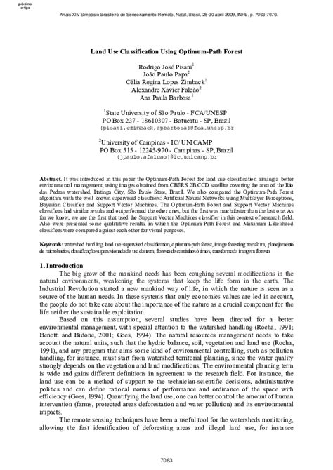 pdf land use classification using optimum path forest joao paulo