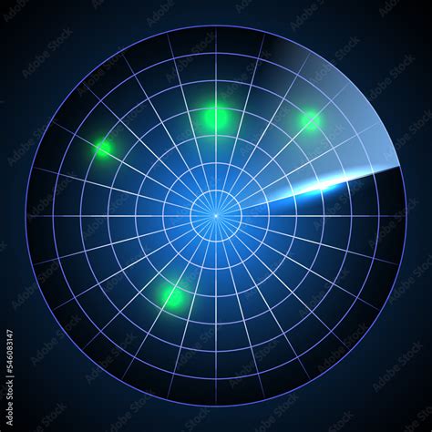 Abstract Realistic Radar Screen Background Radar Screen Stock Vector