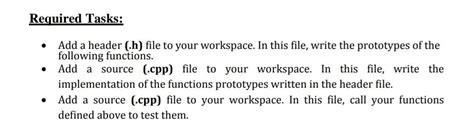 Solved Required Tasks Add A Header H File To Your