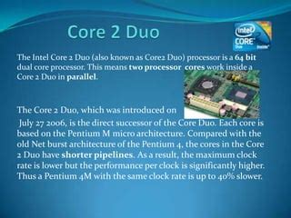 Core 2 Duo Processor PPTX