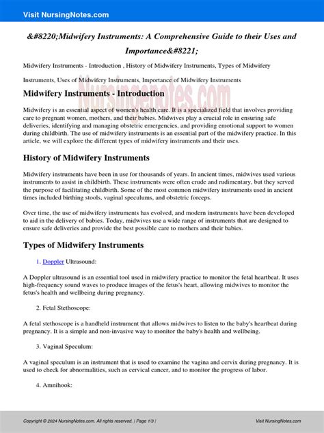 Midwifery Instruments A Comprehensive Guide To Their Uses And