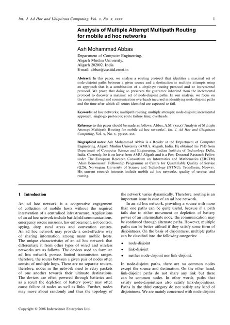 Pdf Analysis Of Multiple Attempt Multipath Routing For Mobile Ad Hoc