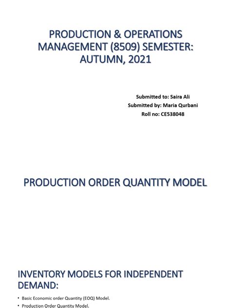 Production And Operations Management Presentation 8509 Pdf Business Process Financial