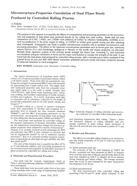 Pdf Microstructure Properties Correlation Of Dual Phase Steels