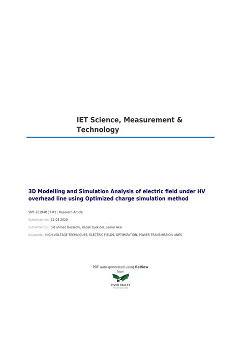 Pdf 3d Modelling And Simulation Analysis Of Electric Field Under Hv Overhead Line Using