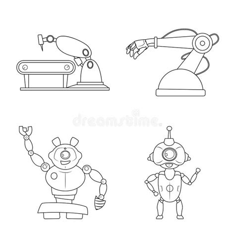 Vector Design Of Robot And Factory Icon Collection Of Robot And Space Stock Symbol For Web