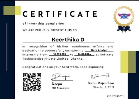 D Keerthi On Linkedin Dataanalysis Internship Softrate