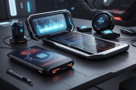 Premium Ai Image Design Electronic Device Mockups In A Futuristic Scifi Style For Techrelated