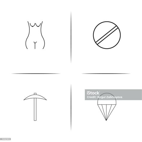 스포츠 피트 니스 및 레크리에이션 간단한 선형 아이콘 세트입니다 간단한 개요 아이콘 0명에 대한 스톡 벡터 아트 및 기타 이미지 0명 낙하산 항공 비행체 디자인