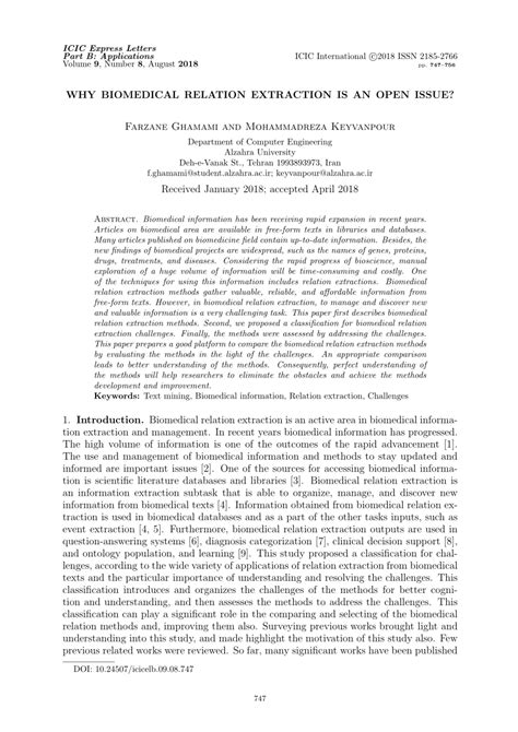 Pdf Why Biomedical Relation Extraction Is An Open Issue