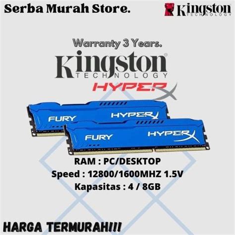 Jual Ram Pc Kingston Ddr3 8gb Hyperx Fury Pc12800 Shopee Indonesia