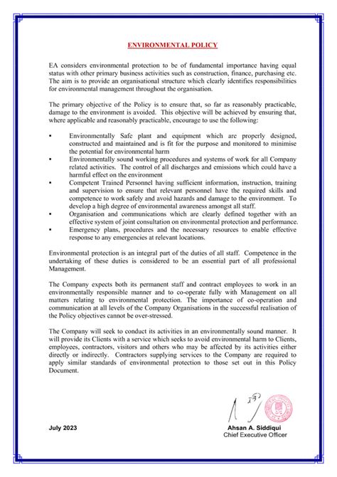 Hseq Policy Ea World