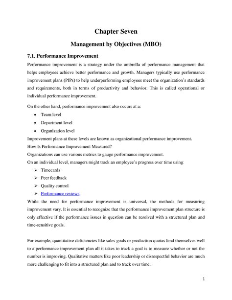 Performance Managment Chapter Seven Chapter Seven Management By Objectives Mbo 7