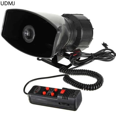 Udmj 100w 휴대전화기 경찰 사이렌 2 인 1 5 톤 마이크 자동차 스피커 스피커 알람 Dc12 V 액세서리 자동차