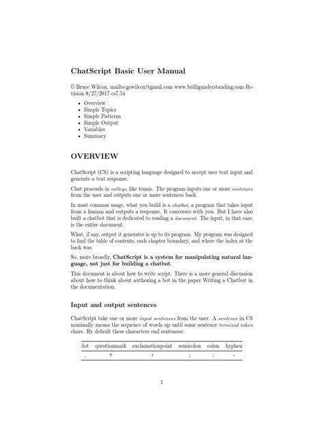 Chatscript Basic User Manual Pdf Computer File Grammar