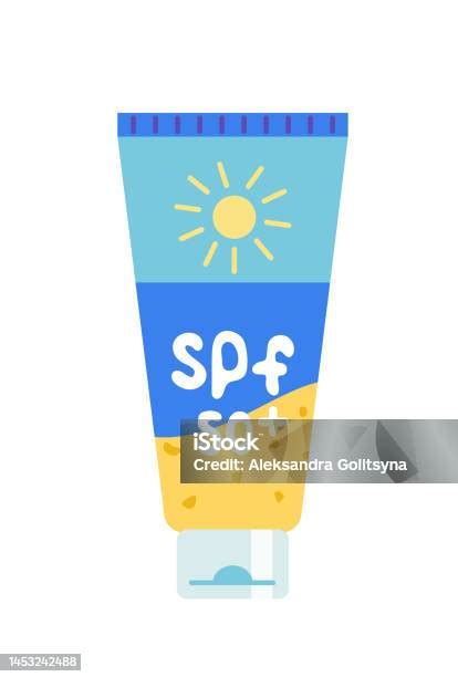 자외선 차단제 크림 Spf 50 In Tube 태양 안전 화장품 플랫 만화 벡터 0명에 대한 스톡 벡터 아트 및 기타 이미지