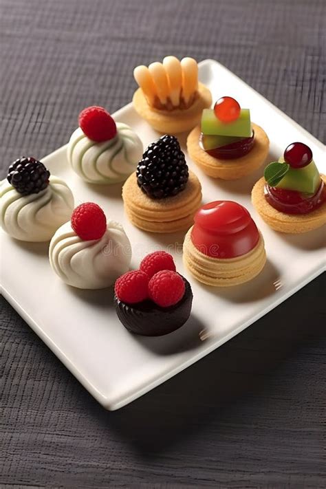 A Collection Of Bite Sized Mini Desserts Stock Illustration