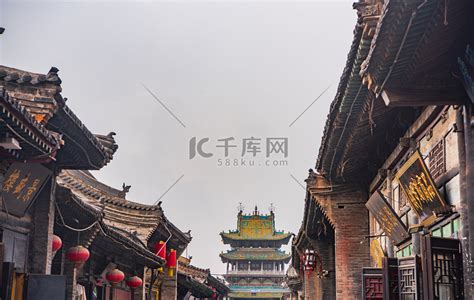 山西晋城平遥古城里的市楼高清摄影大图 千库网