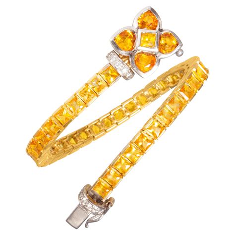 Golden Yellow Sapphire And Diamond Bracelet Design By Ella Gafter For