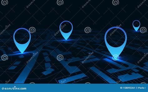 Night GPS Navigator Location on City Map from Place To Place â
